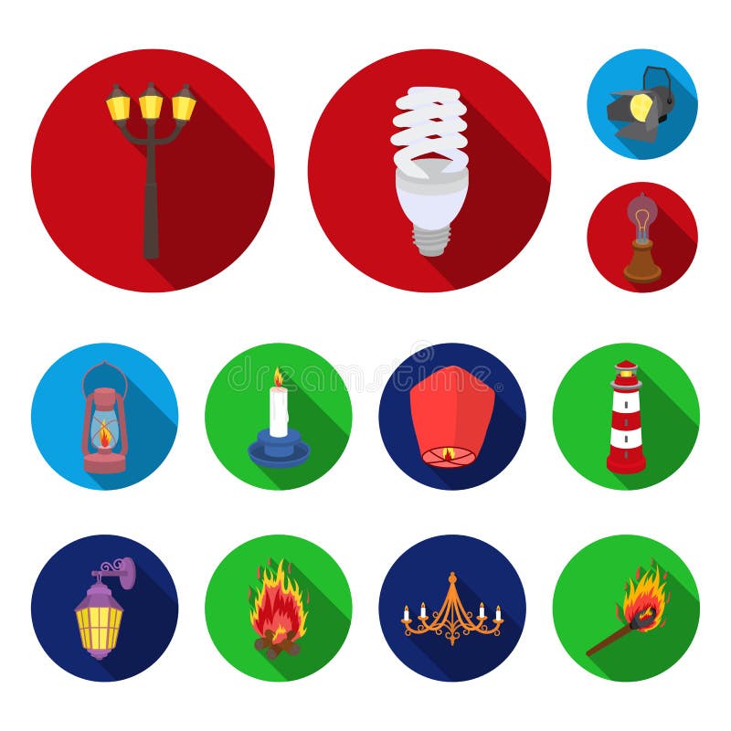 Light Source Flat Icons in Set Collection for Design. Light and ...