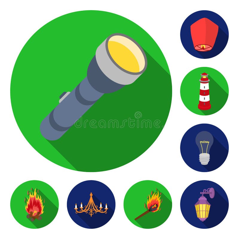 Light Source Flat Icons in Set Collection for Design. Light and ...