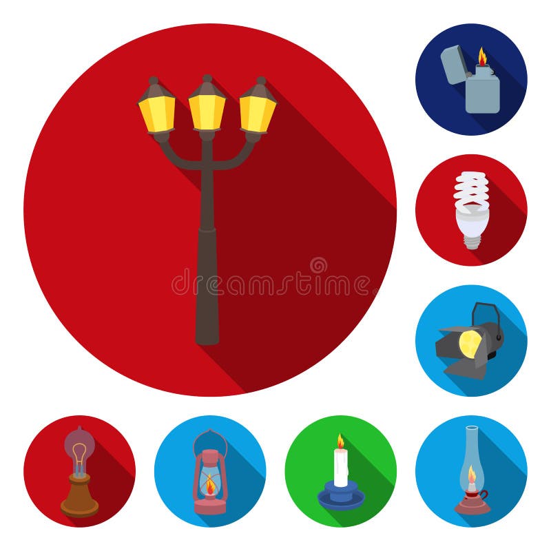 Light Source Flat Icons in Set Collection for Design. Light and ...
