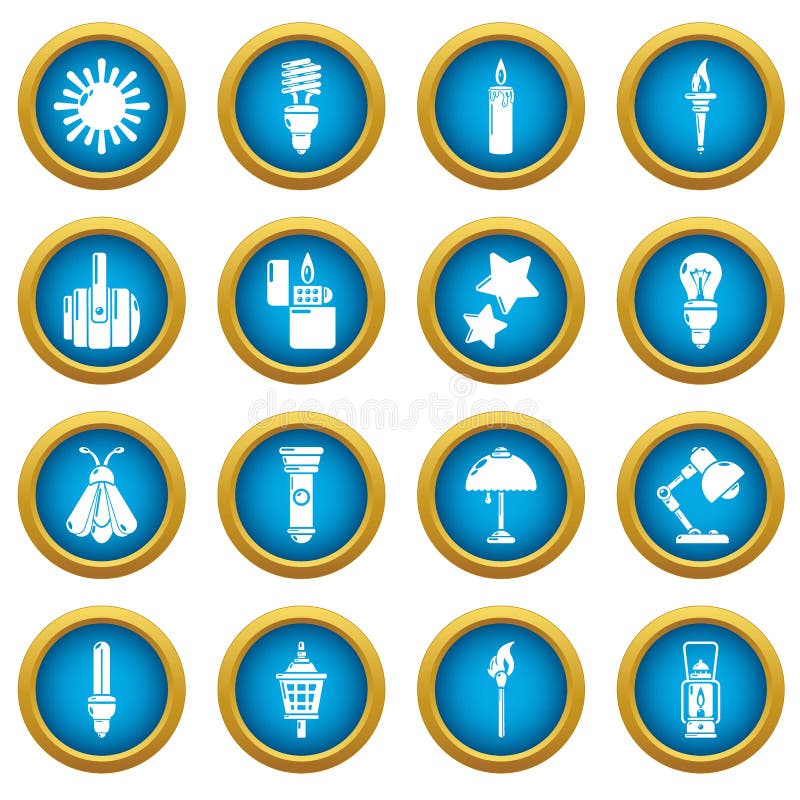 Light Source Icons Set, Simple Style Stock Vector - Illustration of ...