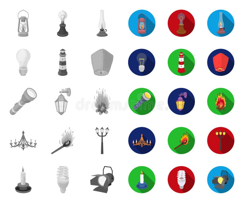 Light Source Black Icons in Set Collection for Design. Light and ...