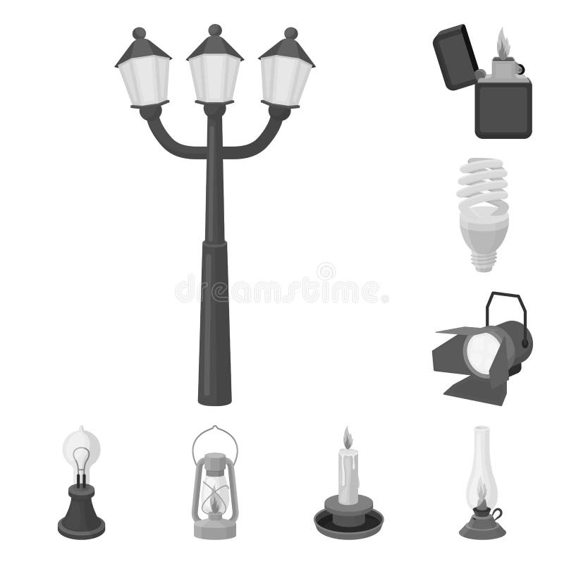 Light Source Monochrome Icons in Set Collection for Design. Light and ...