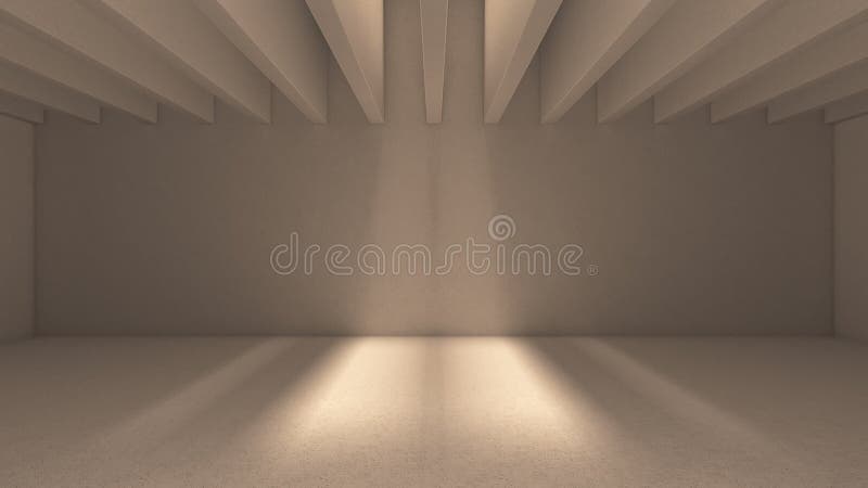 Beige Concrete Interior with Multiple Lights Turning on and Off ...