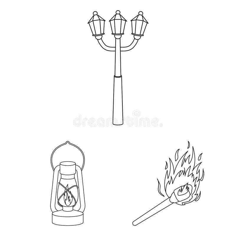 Light Source Outline Icons in Set Collection for Design. Light and ...