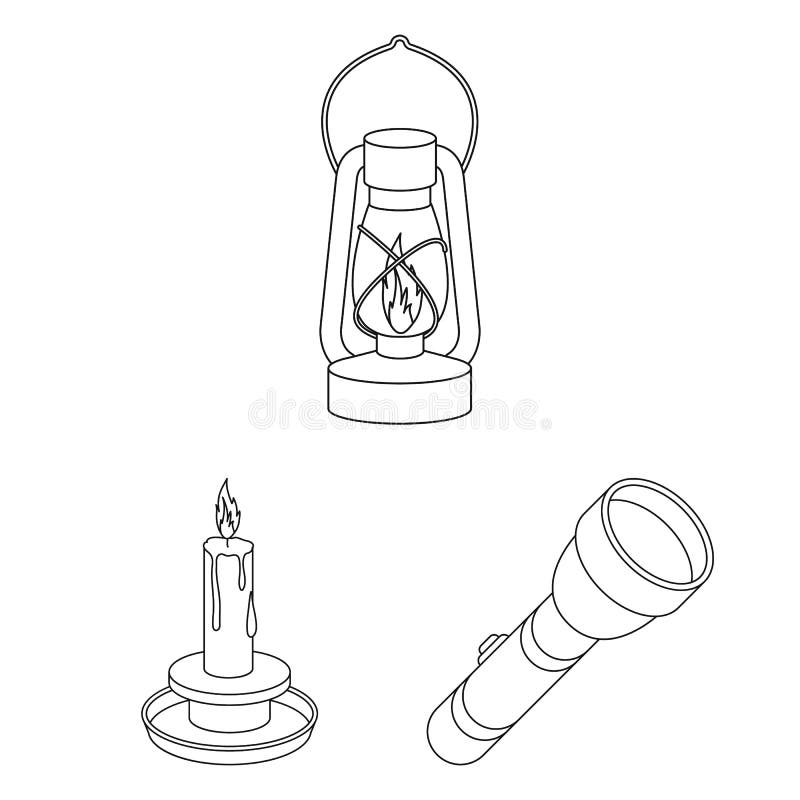 Light Source Outline Icons in Set Collection for Design. Light and ...