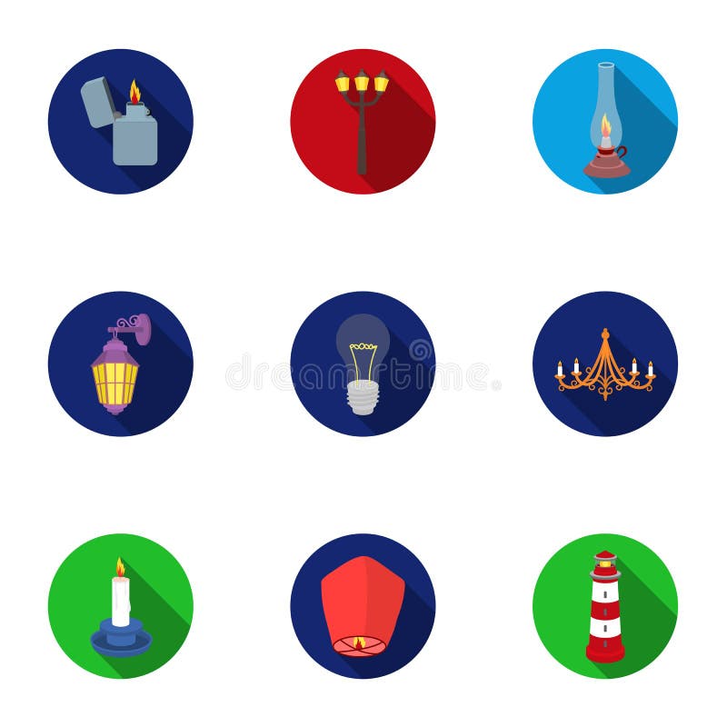Light Source Set Icons in Flat Style. Big Collection of Light Source ...