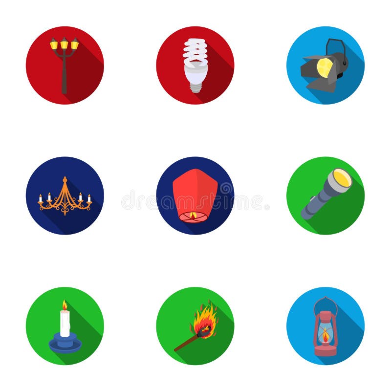 Light Source Set Icons in Flat Style. Big Collection of Light Source ...