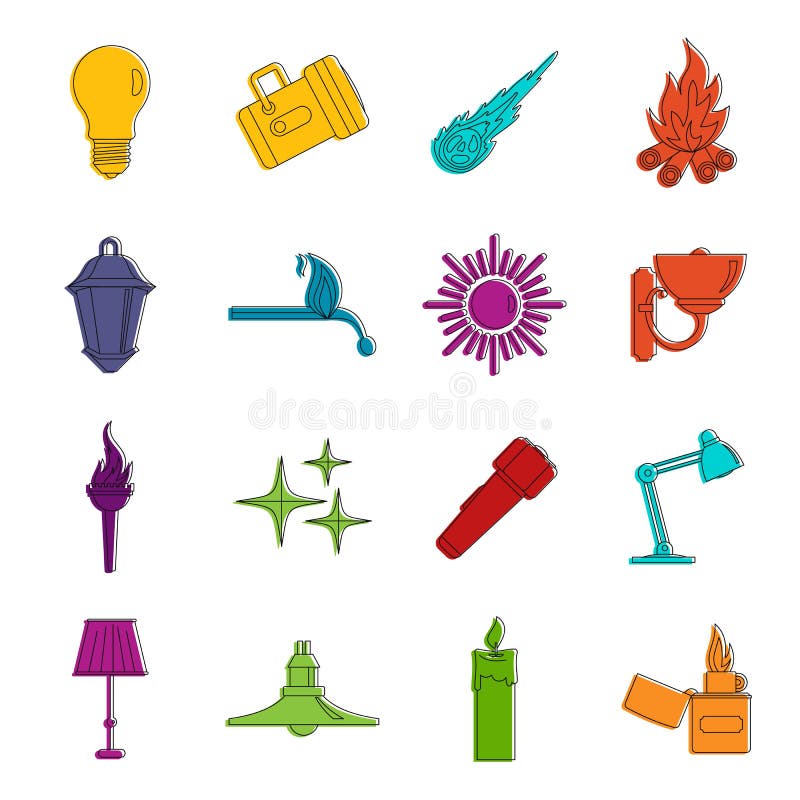 Light Source Symbols Icons Set Grey Vector Stock Vector - Illustration ...