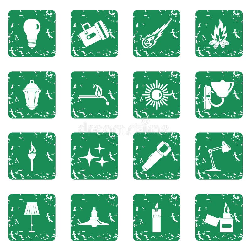 Light Source Symbols Icons Set Grunge Stock Vector - Illustration of ...