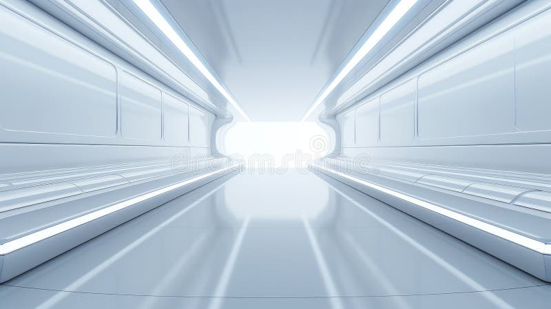 Clean Corridor Leading To Closed Doors. Digital Illustration of School ...