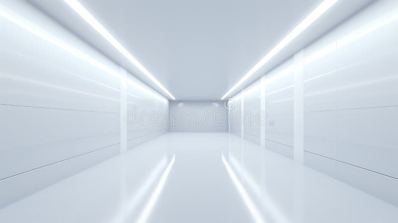 Clean Corridor Leading To Closed Doors. Digital Illustration of School ...