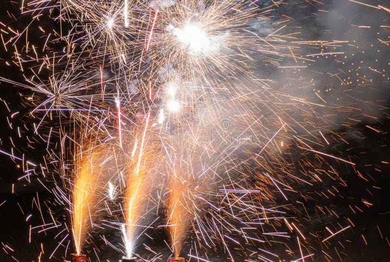 Light and Spark Trails from Home Fireworks Display Stock Image - Image ...