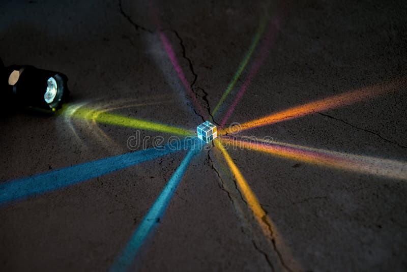 Light Spectrum Reflected from a Crystal Cube Stock Photo - Image of ...