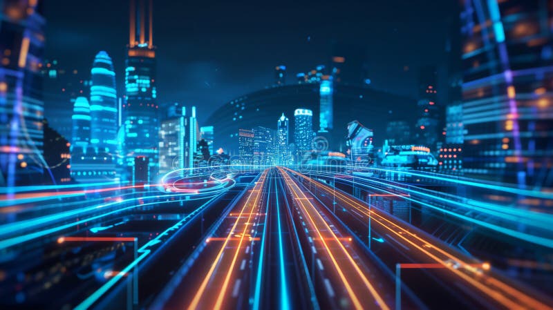 Light Speed with Building City Technology Background Generative AI ...