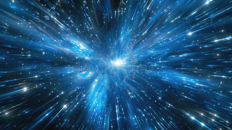 Light Speed, Hyperspace, Space Warp Background, in Blue Stock ...