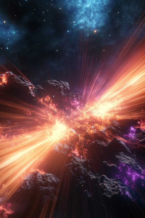 Light Speed Hyperspace Warp Background with Orange and Purple Trails ...