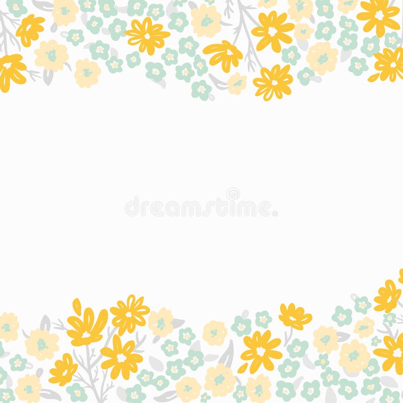 Light Spring Floral Border with Tiny Yellow Flowers, Square Format ...