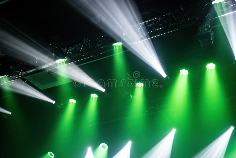 Light of Stage with Green and White Spotlights Stock Photo - Image of ...