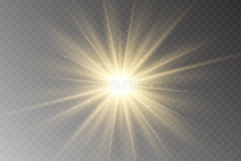 Vector Golden Light with Glare. Sun, Sun Rays, Dawn, Glare from the Sun ...