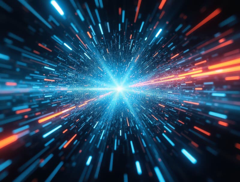 Light Streaks and Particles Floating in Space Creating a Futuristic ...