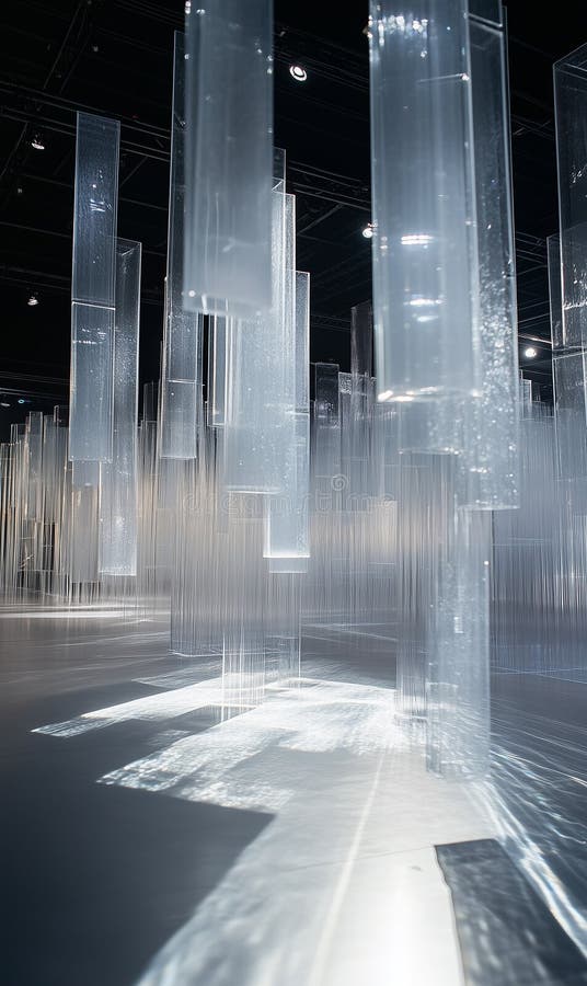 Light Streams Dramatically through Suspended Translucent Panels in a ...