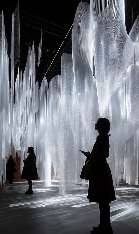 Light Streams through Translucent Installations in an Immersive Art ...