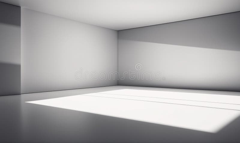 Light Streams through a Window, Casting Long Shadows on the White Floor ...