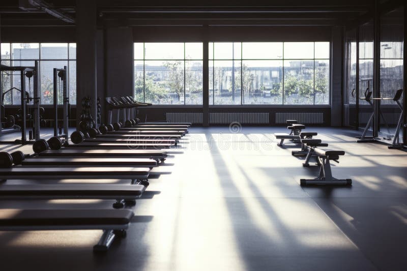 Athletes Training Modern Gym Large Windows Sunlight Stock Photos - Free ...