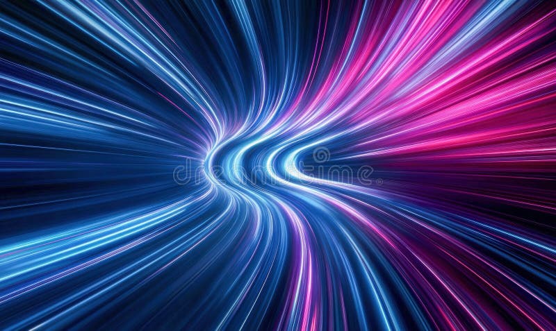 Light Streams through a Wormhole, with Converging Lines of Blue and Pink Creating a Vibrant ...