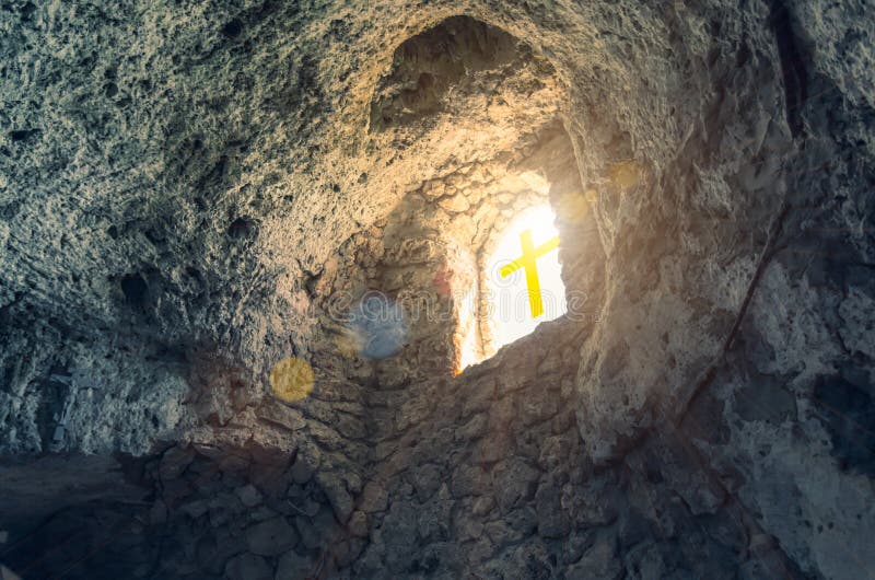 Light of Sunshine Stream through Window with Cross Stock Image - Image ...