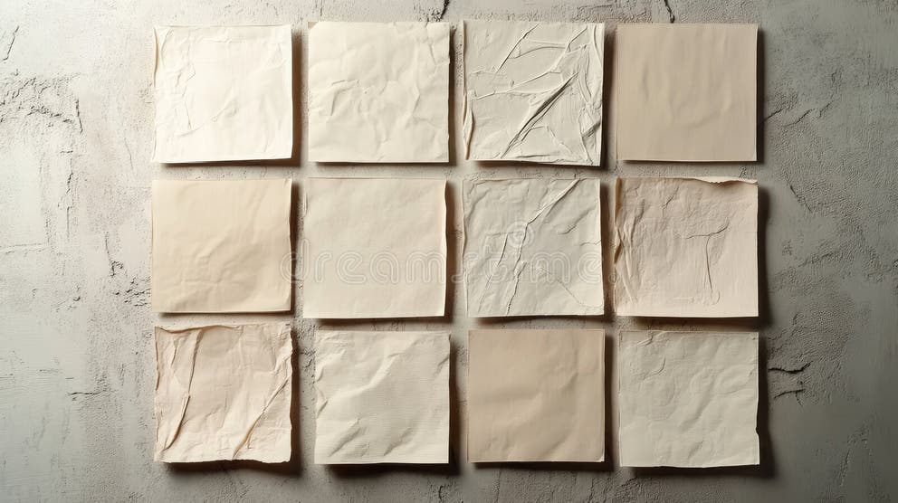 On a Light Surface, a Grid of Crumpled Sticky Notes is Arranged To ...