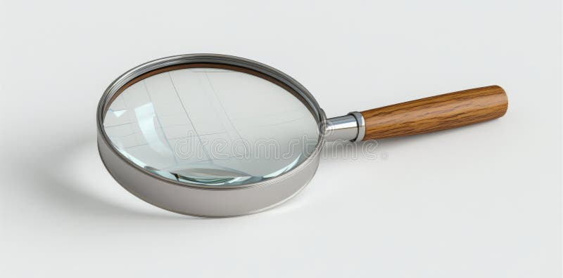 On a Light Surface, a Magnifying Glass is Positioned To Display Details ...