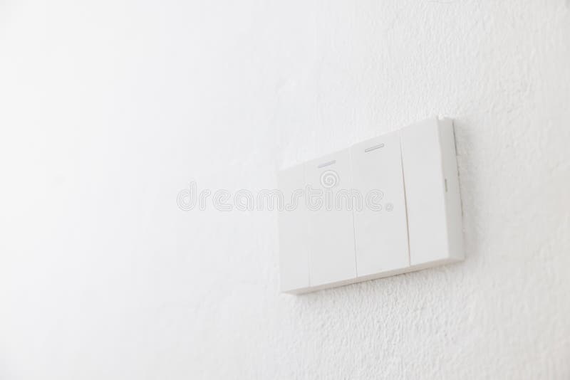 Light Switch, Close-up White Plastic Mechanical Switch Mounted on a ...
