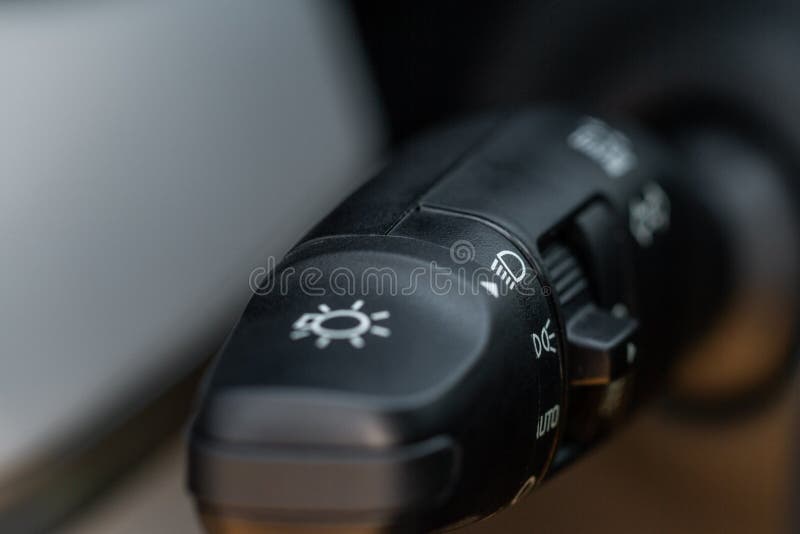 Light Switch Control. Close Up of Car Light Switch and Control Stock ...