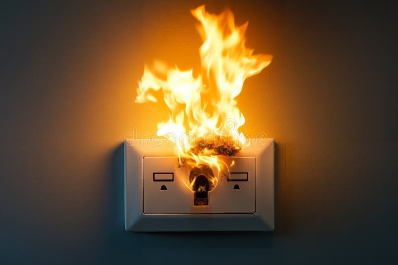 A Light Switch on Fire with a Light on it Stock Photo - Image of fault ...
