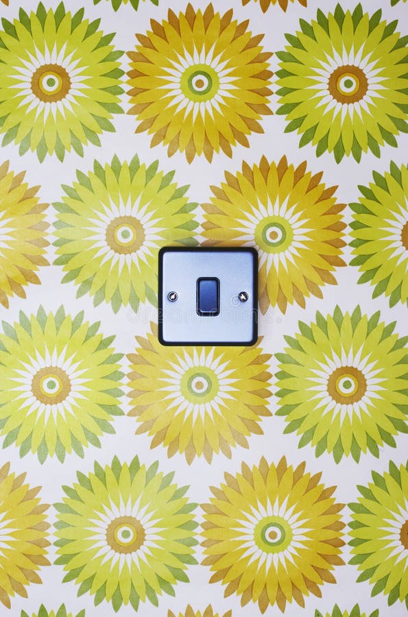 Light Switch on Flowery Wallpaper Stock Image - Image of indoors, power ...