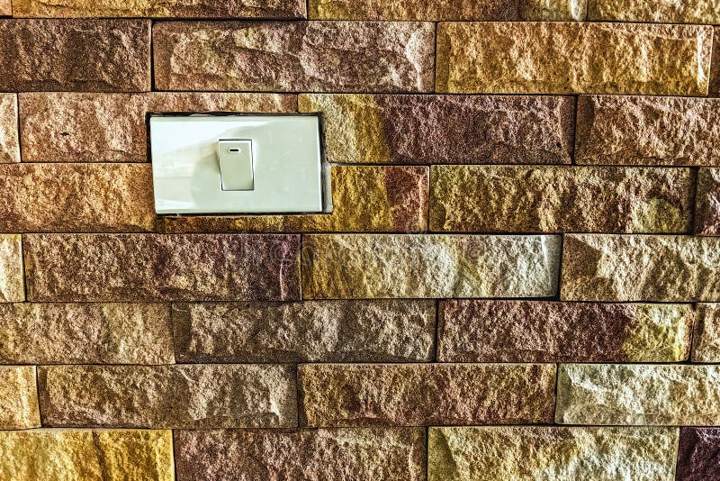Light Switch on Horizontal Modern Brick Wall for Pattern and Background ...