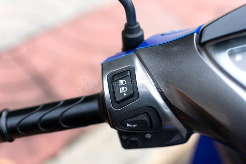 Light Switch and Horn Button Control Panel on the Motorcycle Handlebar ...
