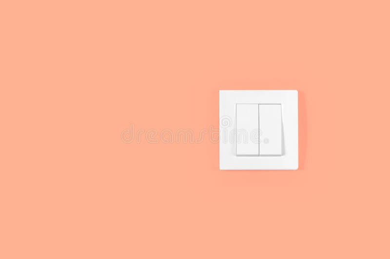 Light Switch on Orange Peach Wall. Electricity and Light Symbol Stock ...