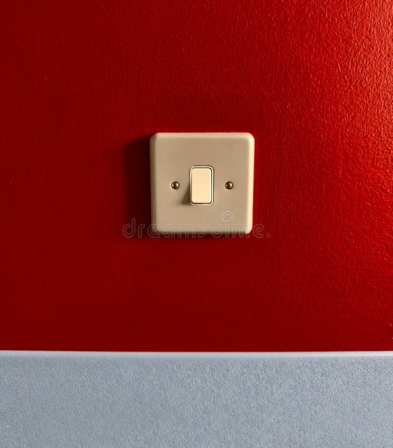 Light Switch on a Red Wall. Stock Image - Image of lighting, background ...