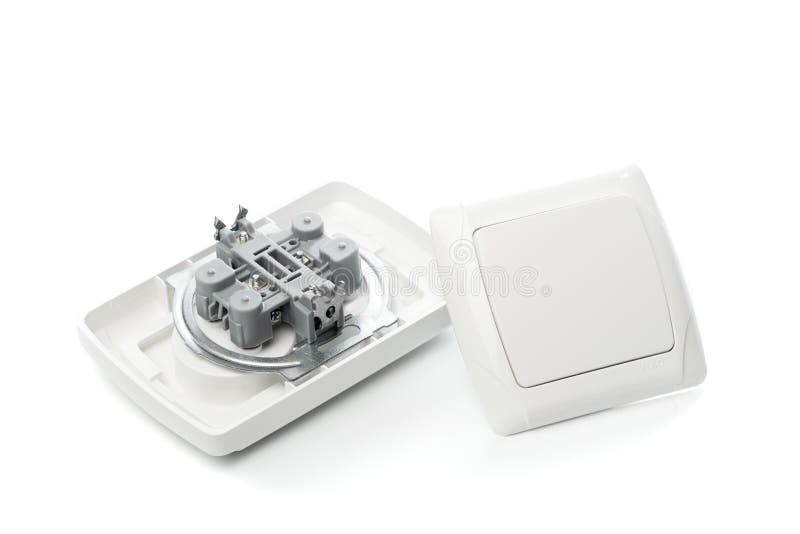 Light Switch and Socket Isolated on White Stock Photo - Image of color ...