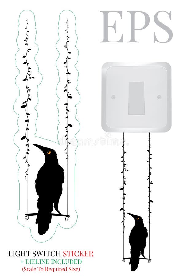 Crow Bird on a Swing, Vector Stock Vector - Illustration of vector ...