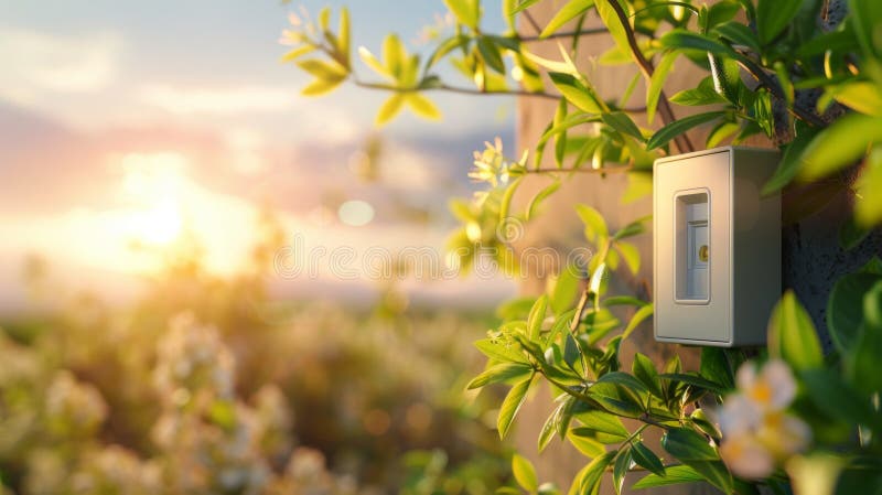 Light Switch Turned Off on a Stone Wall with a Bright, Sunny Landscape ...