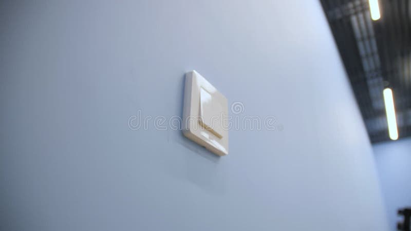 Light Switch with Plastic Casing on Blue Wall in Office Stock Footage ...