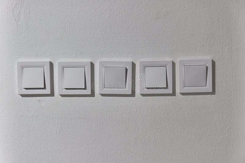 Many Light Switches of a Big Room Stock Photo - Image of closeup ...