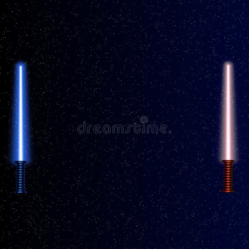 Light Swords on Space Background. Vector Illustration. Lightsaber on ...