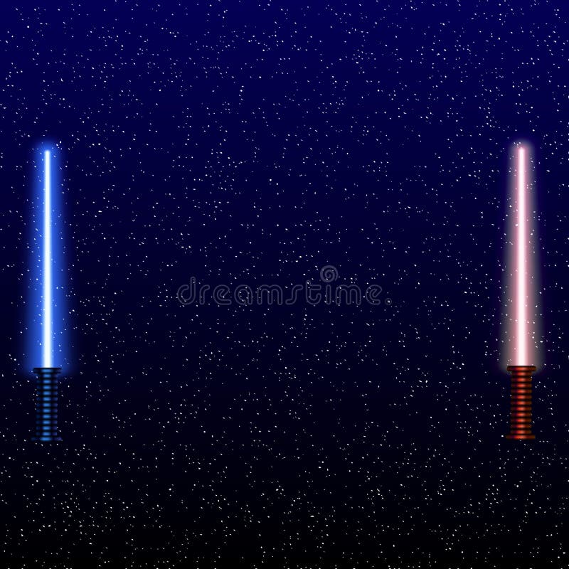 Light Swords on Space Background. Vector Illustration. Lightsaber on ...