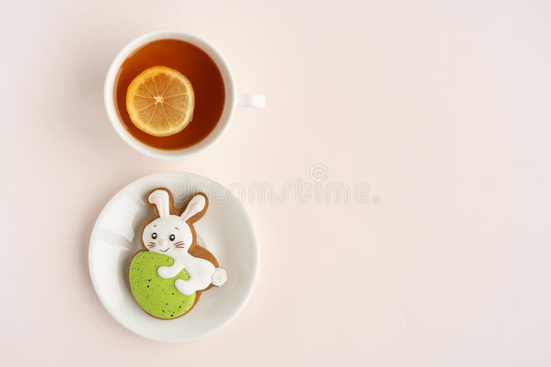 On a Light Table, a Gingerbread in the Shape of a Rabbit with an Easter ...