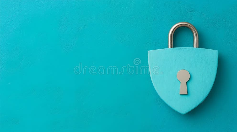 A Light Teal Padlock with a Silver Shackle Sits on a Teal Background ...