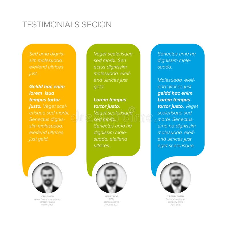 Light Testimonial Reviews Section Layout Template with Speech Bubbles ...